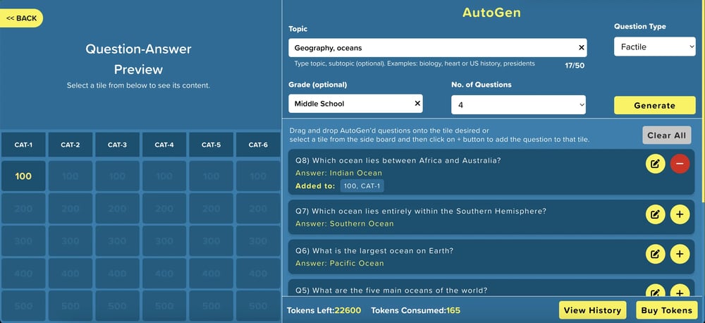 Factile Jeopardy Game Features and Options | Buzzer Mode